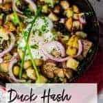 Duck Hash with Poached Eggs and Pickled Red Onions | Foodology Geek