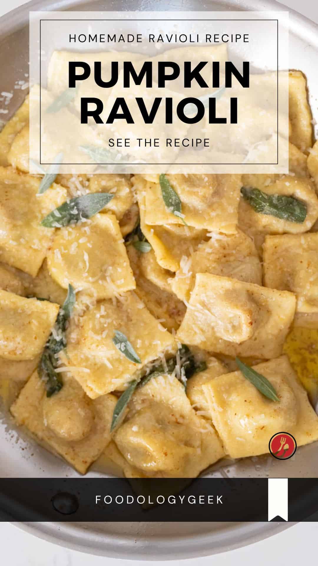 Pumpkin Ravioli with brown butter sage sauce - Foodology Geek