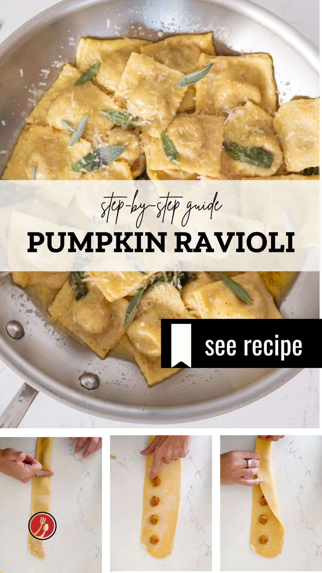 Pumpkin Ravioli with brown butter sage sauce - Foodology Geek