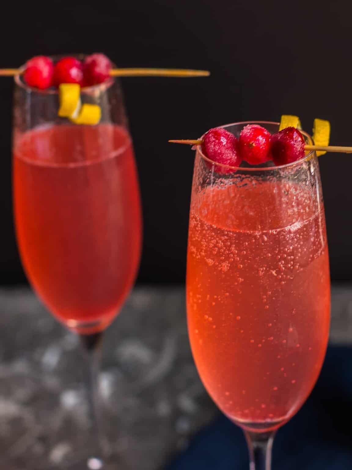 Cranberry Champagne Cocktail - Foodology Geek
